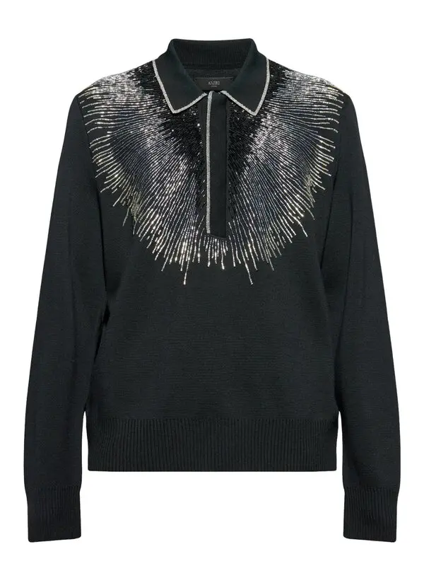 Amiri Polo With Shimmering Appliqués - Black