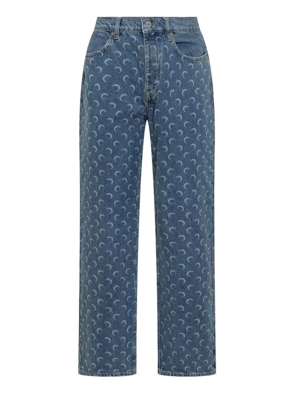 MARINE SERRE Moon Print Jeans - Blue