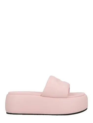 Amiri Leather Flatform Slides - Pink