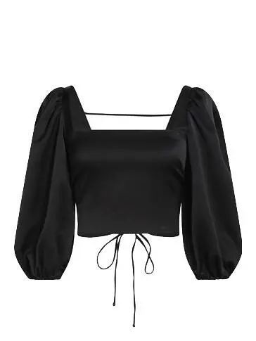 Ba&sh Satin Crop Top - Black