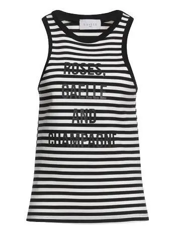 GAËLLE PARIS Striped Tank Top - Black