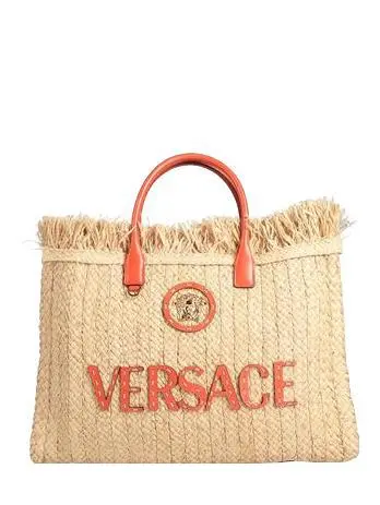 Versace Handbag Straw Tote - Beige