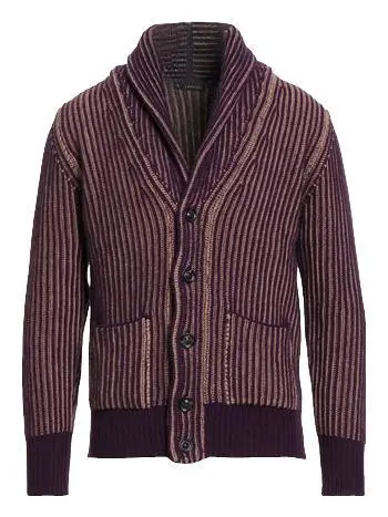 LARDINI Ribbed-knit Wool And Cashmere Cardigan - Purple