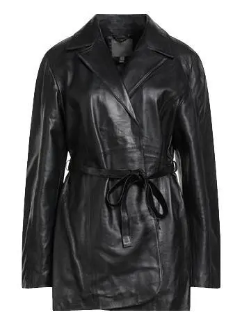 MUUBAA Belted Leather Jacket - Black
