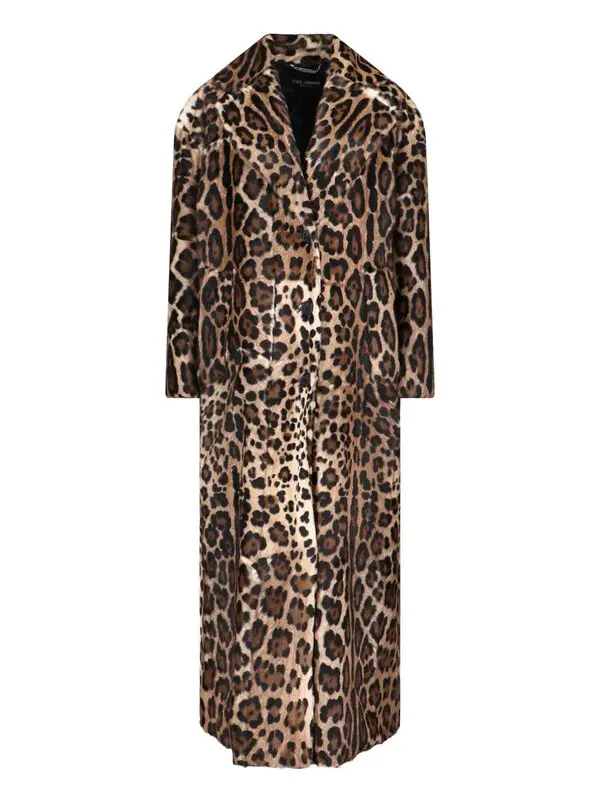 Dolce & Gabbana Double-breasted Leopard Print Goat Leather Coat - Multi