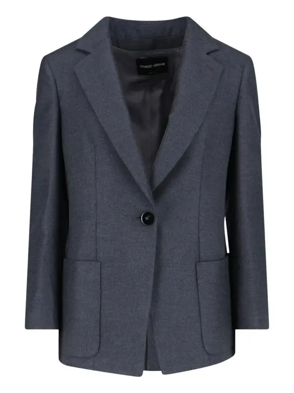 Giorgio Armani Single-breasted Silk Blazer - Gray