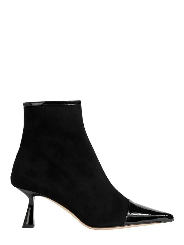 JIMMY CHOO Kix Patent Leather-trimmed Suede Ankle Boots - Black