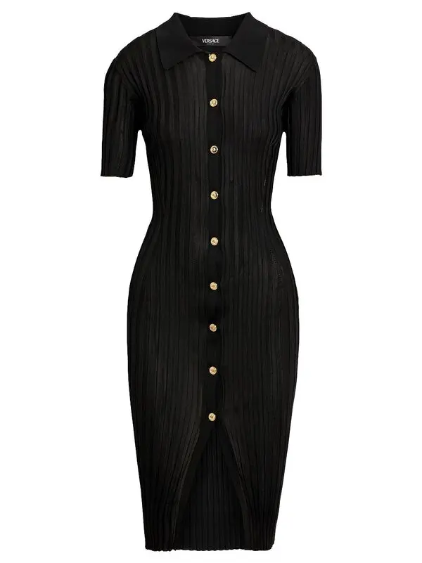 Versace Ribbed-knit Dress - Black