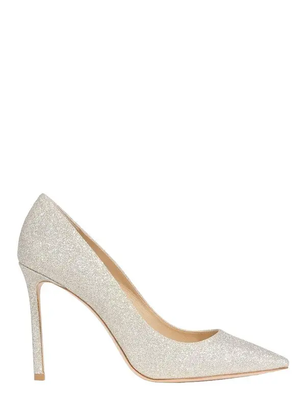 JIMMY CHOO Romy 100 Glittered Woven Pumps - Platinum
