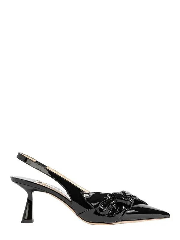 JIMMY CHOO Elinor 65 Patent-leather Slingback Pumps With Bow Detailing - Black