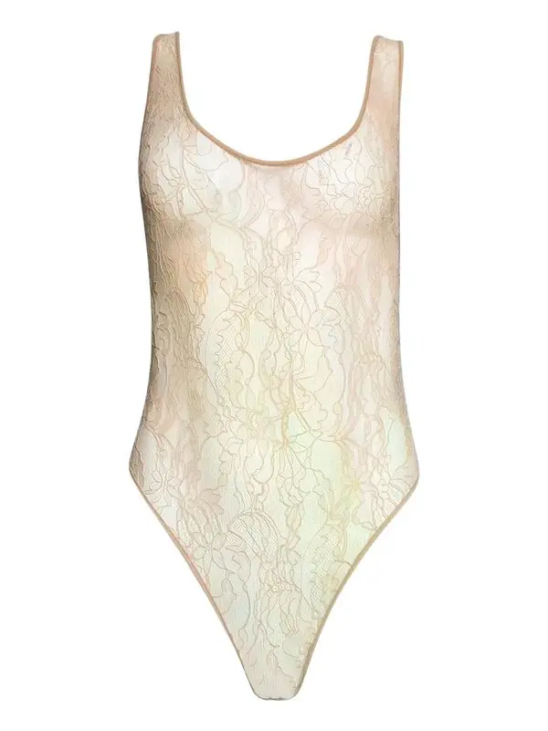 Wardrobe.NYC Lace Tank Bodysuit - Neutrals