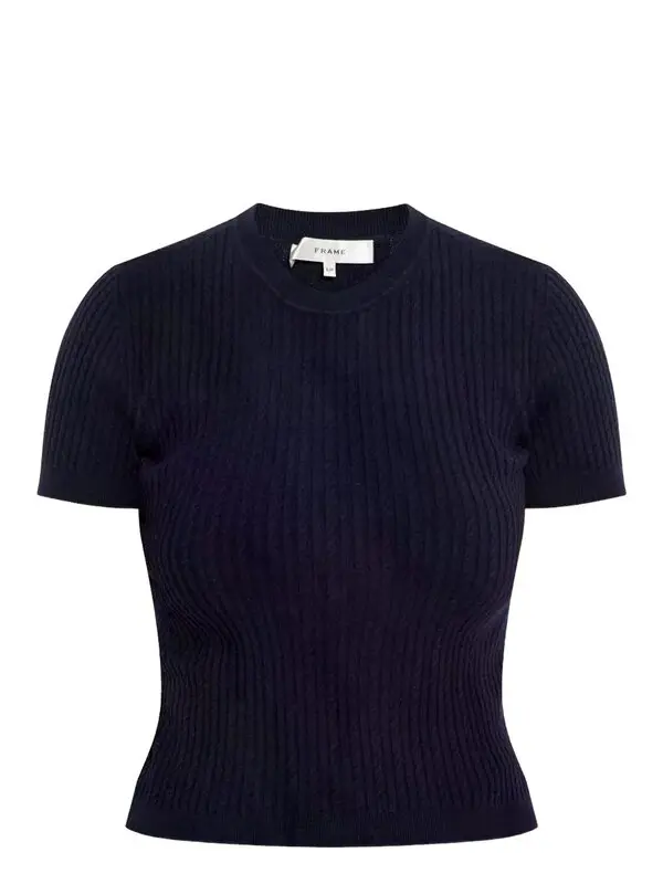 FRAME Ribbed Short-sleeve Sweater - Blue