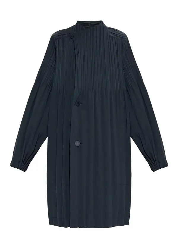 Issey Miyake Pleated Coat - Navy Blue