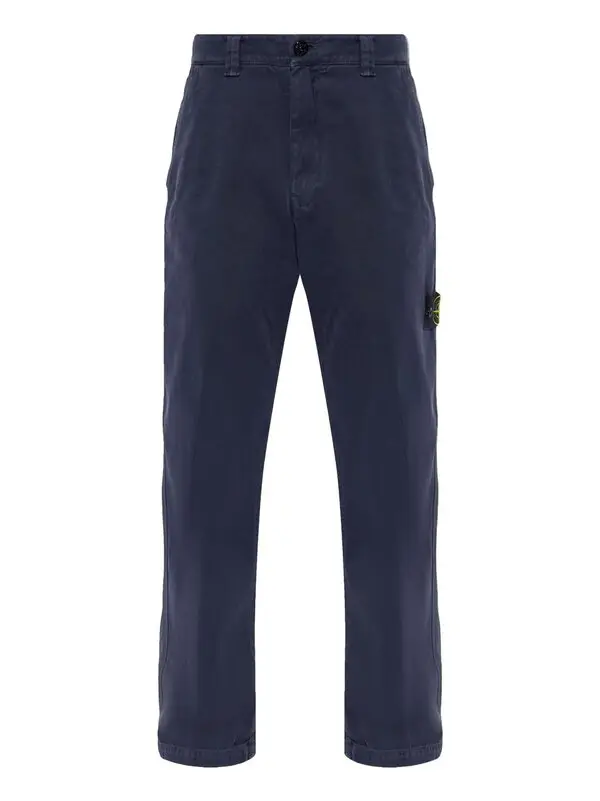 Stone Island Trousers With Logo - Navy Blue