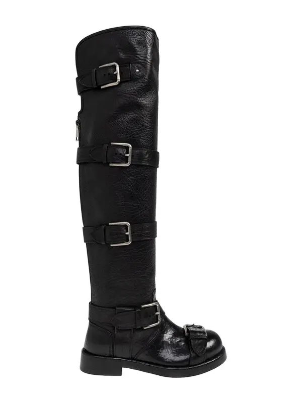 Dolce & Gabbana Leather Knee-high Boots - Black