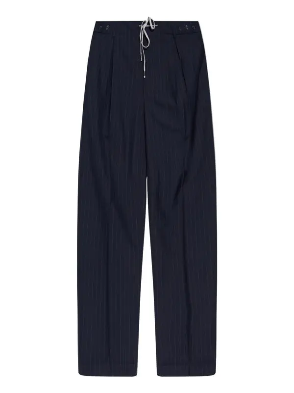 MAISON MARGIELA Wool Pinstripe Trousers - Navy Blue