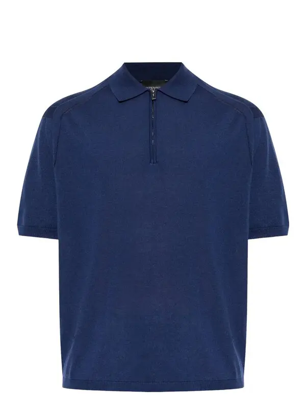 Emporio Armani Polo With Woolen Trim - Navy Blue