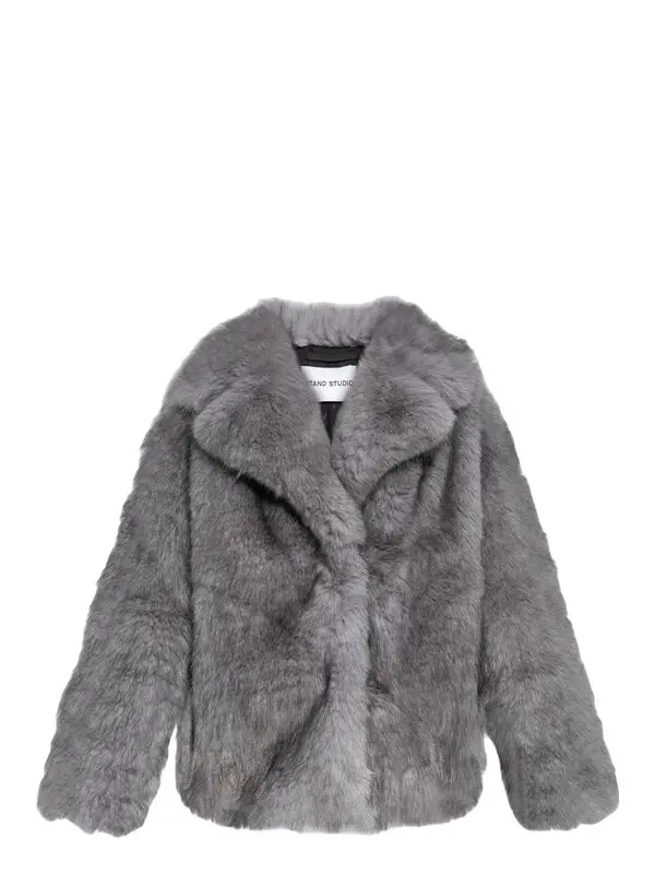 STAND STUDIO Valentina Faux Fur Jacket - Grey