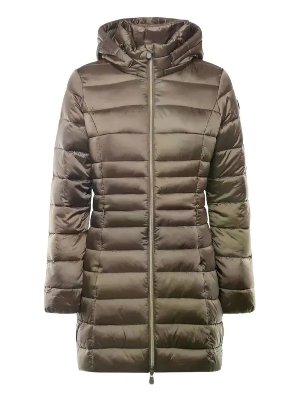 SAVE THE DUCK Hooded Zip Quilted Coat - Brown