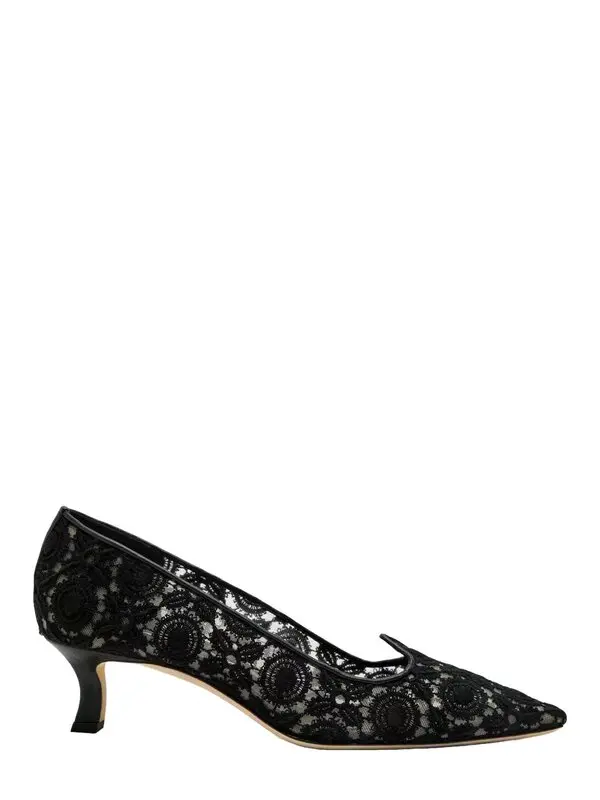 Manolo Blahnik 50mm Euridi Lace Pumps - Black