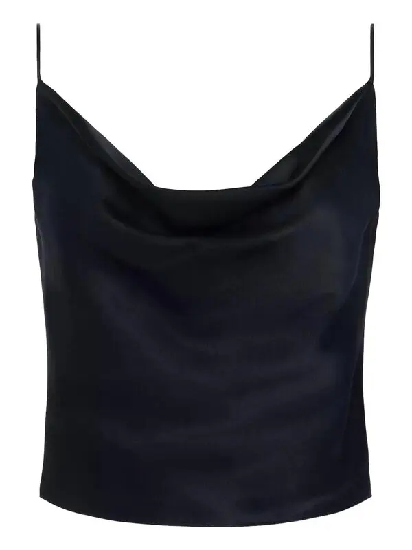 L'Agence Calista Cowl-neck Satin Top - Black