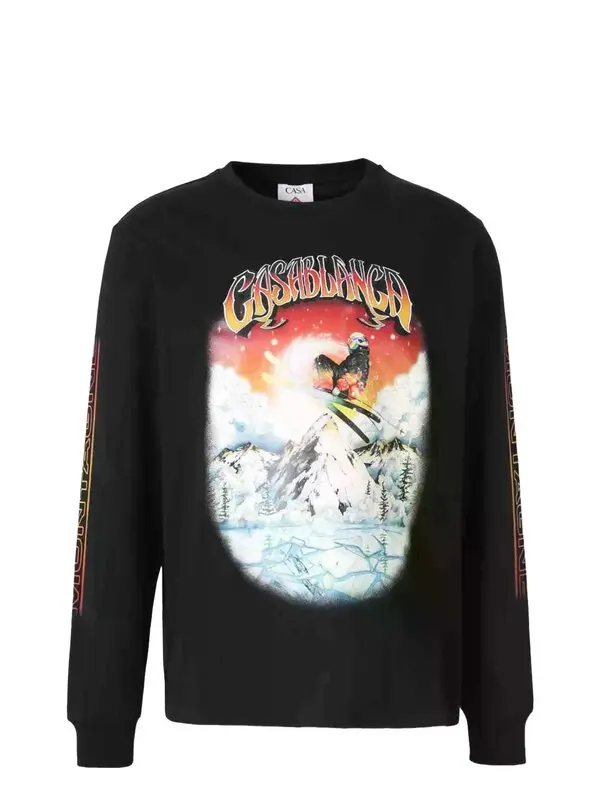 Casablanca Long-sleeve Printed T-shirt - Black