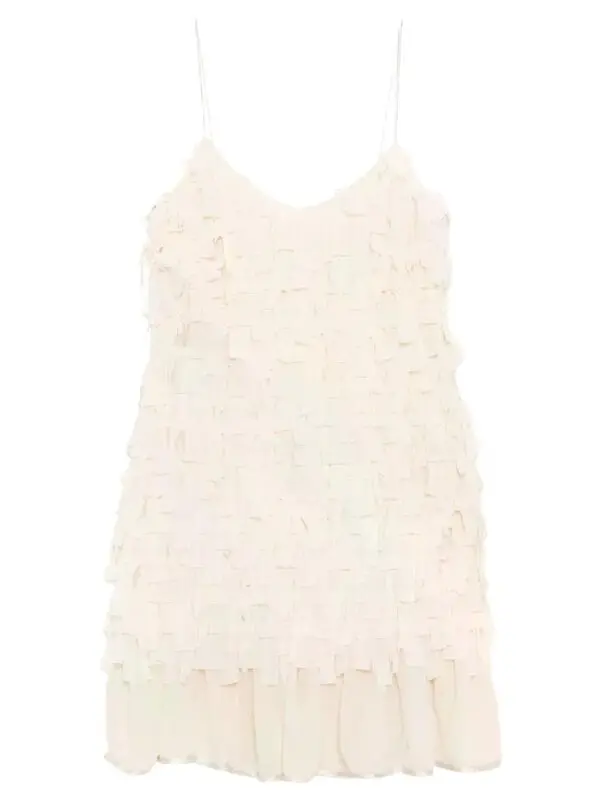 LUXE DE VALENTINA Mini Dress With Ruffled Detailing - Neutrals