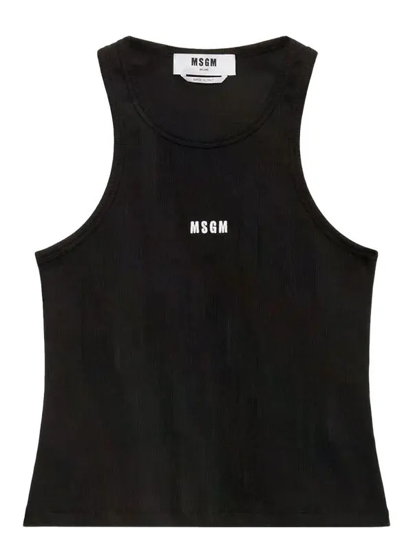 MSGM Logo-detail Ribbed Tank Top - Black