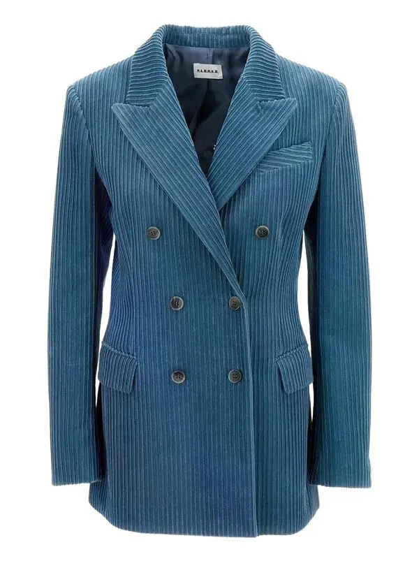 P.a.r.o.s.h Double-breasted Corduroy Blazer - Blue