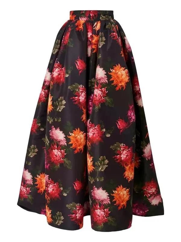 Carolina Herrera Chrysanthemum-print Ball Maxi Skirt - Black