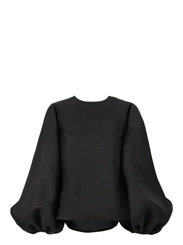 Carolina Herrera Puff-sleeve Gaza Blouse - Black