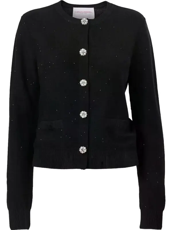 Carolina Herrera Sequined Pearl-button Cardigan - Black