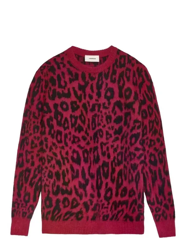 A PAPER KID Leopard Crewneck Knitwear - Red