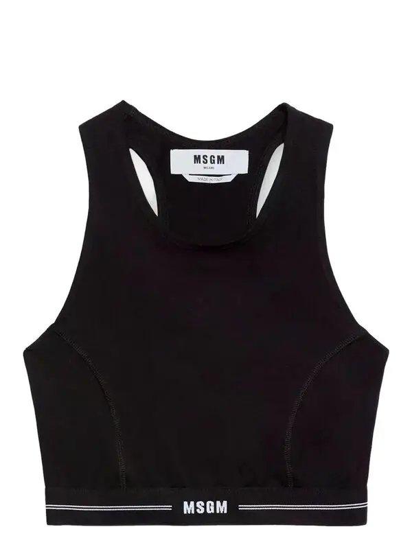 MSGM Racerback Striped Tank Top - Black