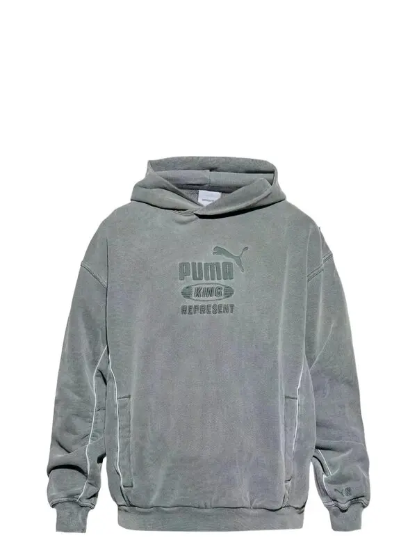 PUMA Logo-embroidered Hooded Sweater - Grey