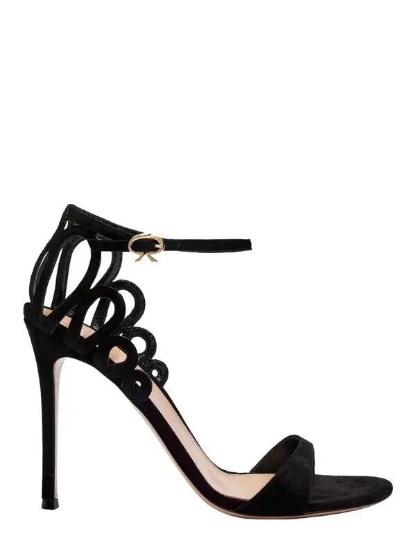 GIANVITO ROSSI 105mm Elisa Cut-out Suede Sandals - Black