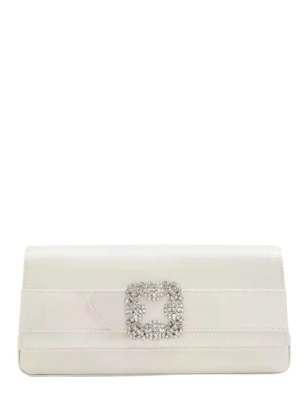 Manolo Blahnik Crystal-embellished Rectangular Clutch - White
