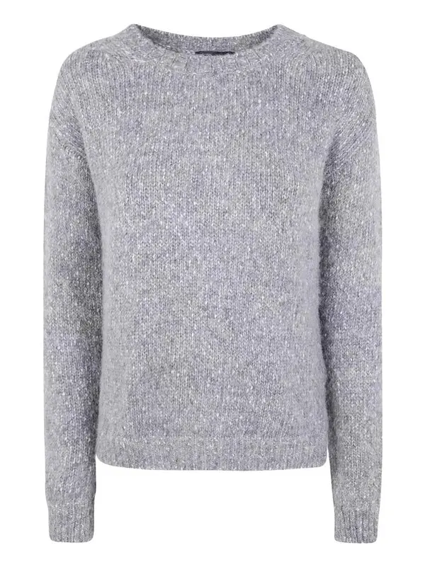 ANNE CLAIRE Crew-neck Knitted Sweater - Grey