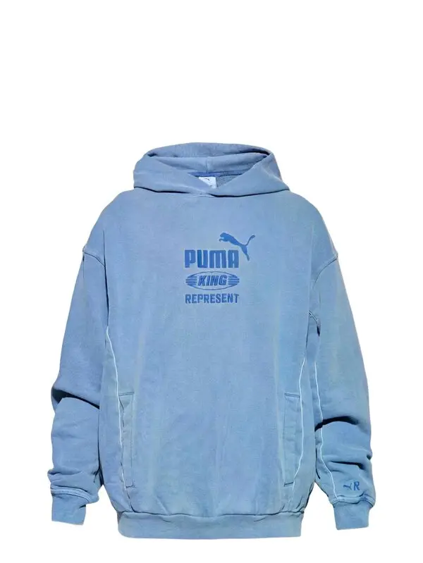 PUMA Logo-embroidered Hooded Sweater - Blue