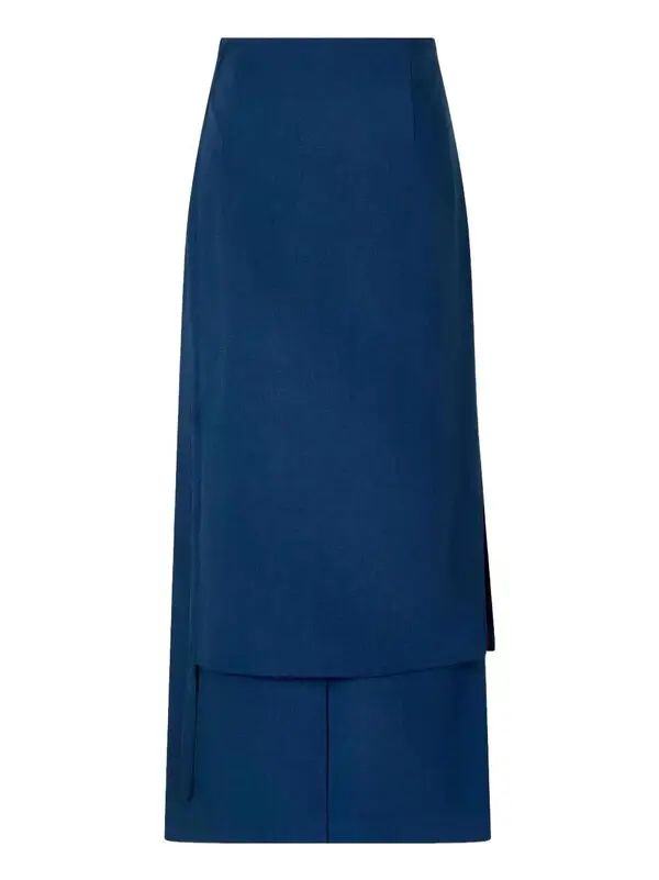 STUDIO TOMBOY Buckle Wrap Long Skirt - Blue