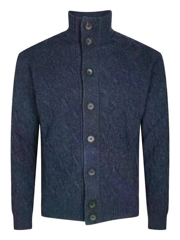 FILIPPO DE LAURENTIIS Cable-knit Buttoned Cardigan - Blue