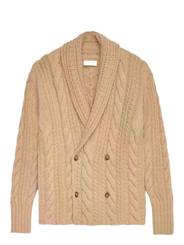 A PAPER KID Double-breasted Cable Knit Cardigan - Neutrals