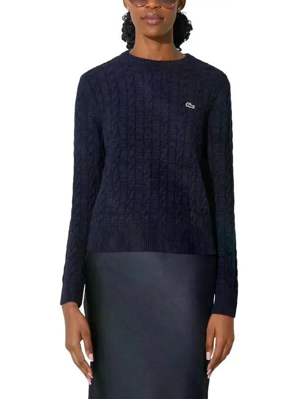 Lacoste Cable-knit Sweater With Logo - Blue