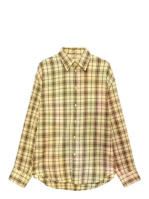 MSGM Checked-pattern Long-sleeve Shirt - Yellow