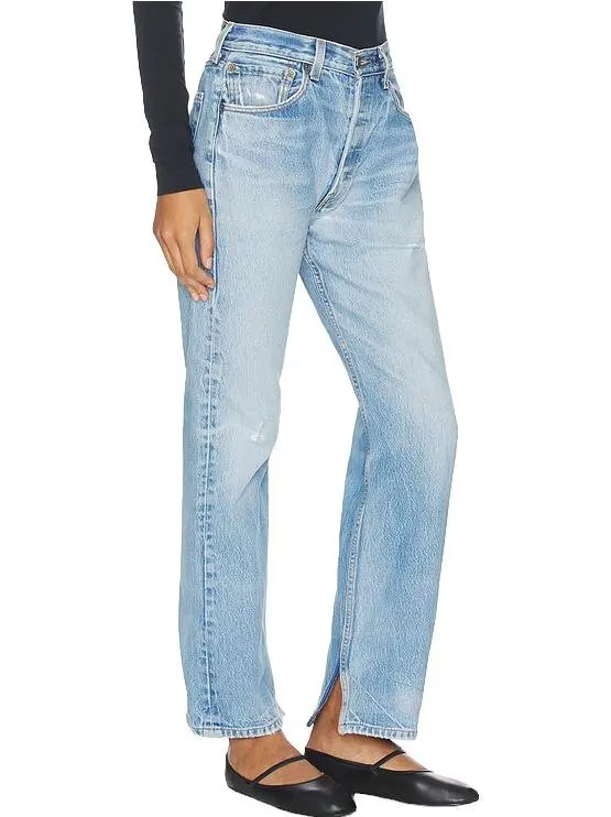 ALIGRACE Vintage Relaxed Split Jeans - Light Medium