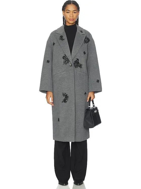 Cinq À Sept Crystal Ivy Gravis Coat - Heather Grey & Black