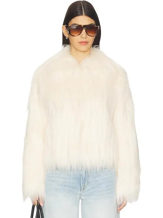 LoveShackFancy Fallon Faux Fur Jacket - Ivory