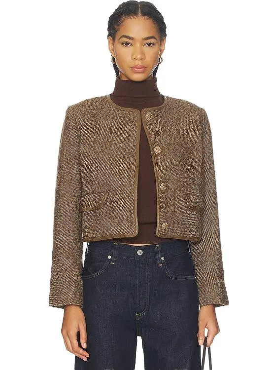 Astr The Label Chiara Tweed Jacket - Brown Multi