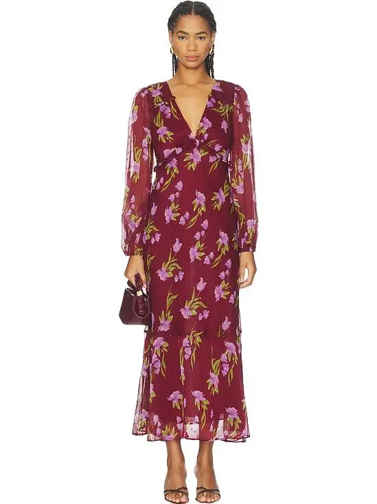Astr The Label Calantha Dress - Wine Floral