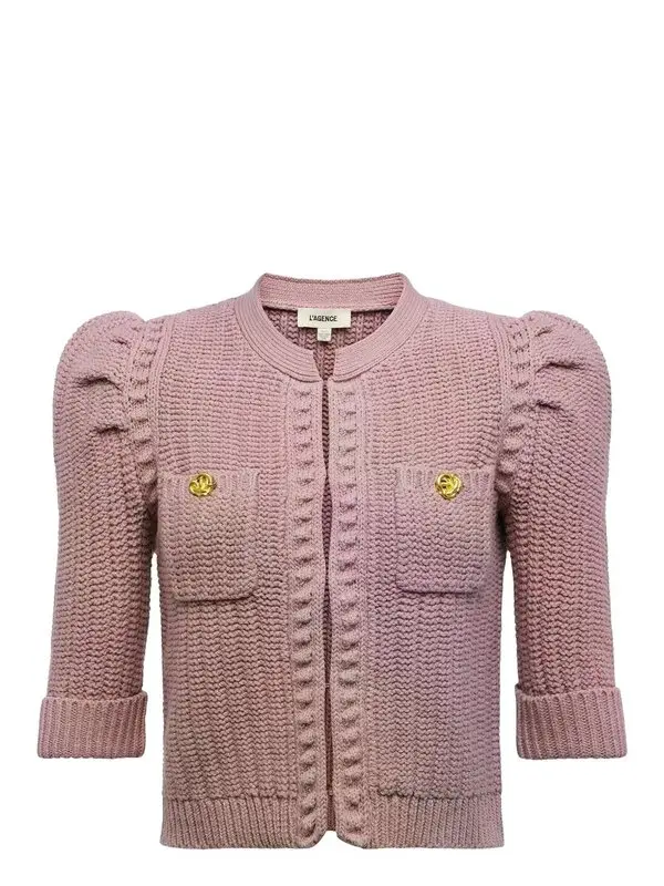 L'Agence Puff-sleeve Buttoned Cardigan - Pink